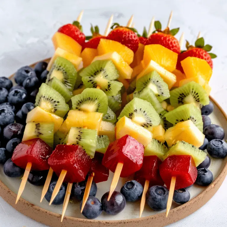 Rainbow Fruit Kabobs Recipe - elianarecipes.com