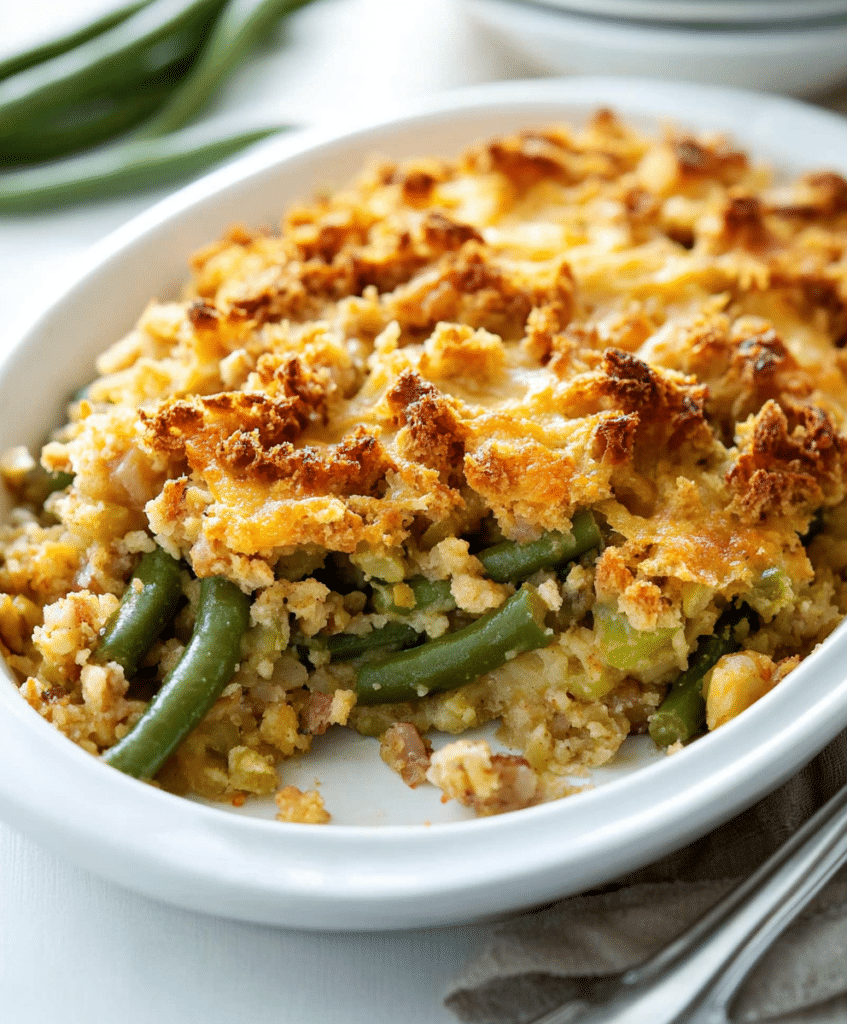 Green Bean Stuffing Casserole Recipe - elianarecipes.com