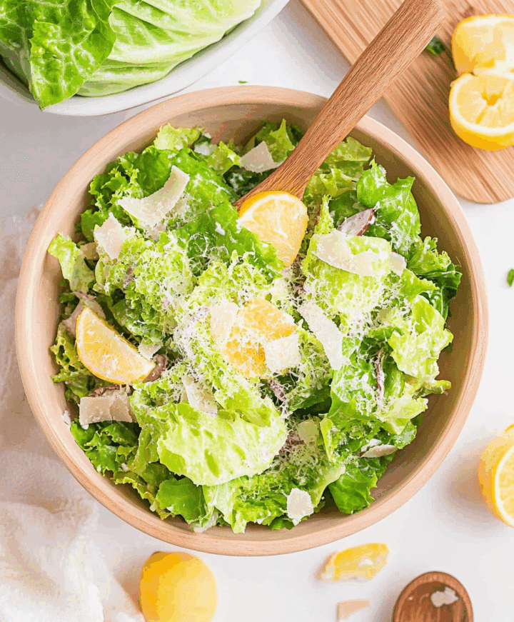 5-minute Lemon Parmesan Lettuce Salad Recipe - elianarecipes.com