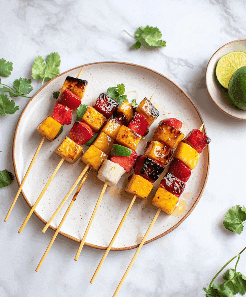 Summer Fruit Skewers with Honey-Lime Glaze Recipe - elianarecipes.com